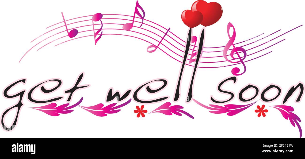 vector get well soon card rainbow butterfly music Stock Vector Image ...