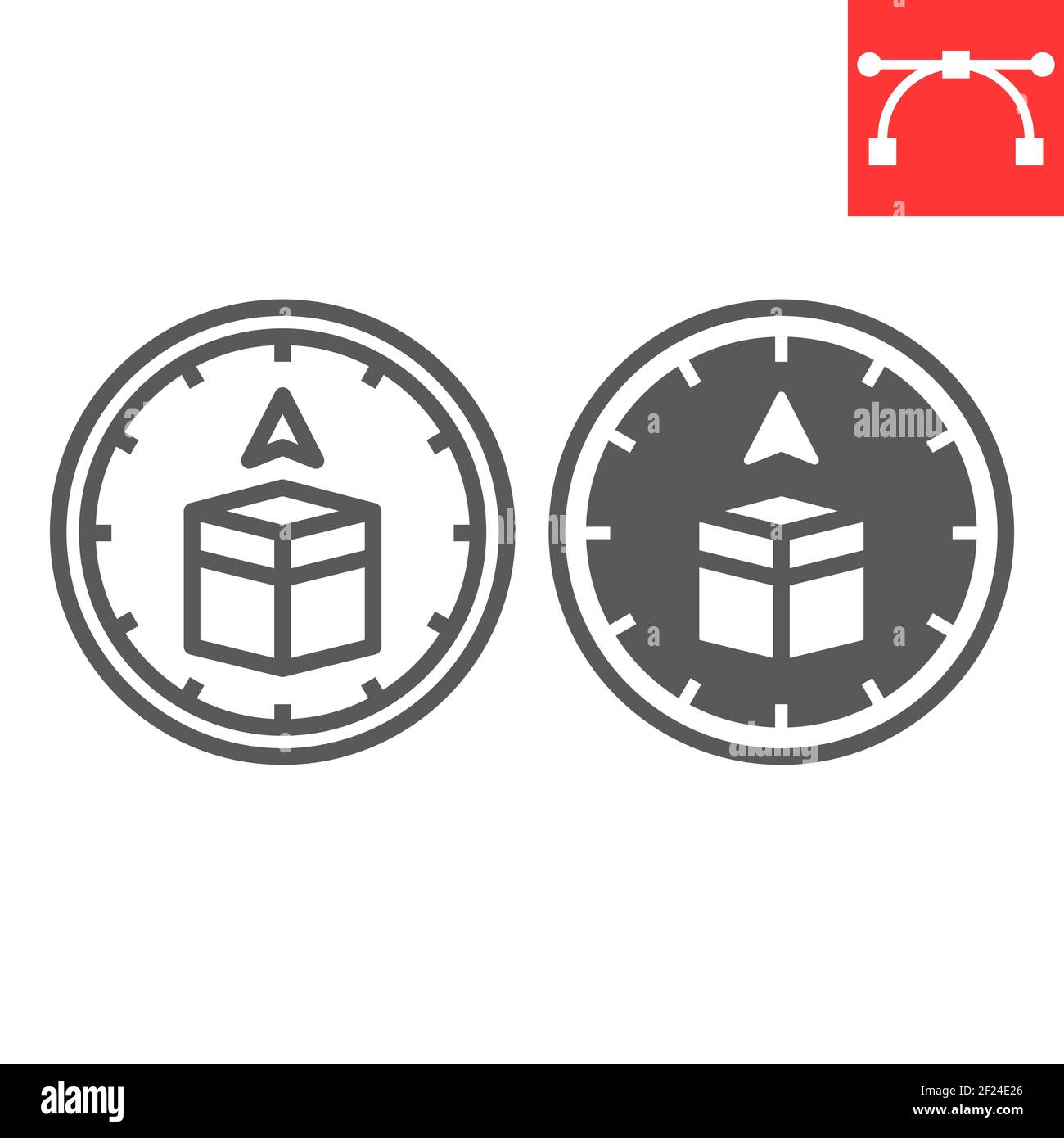 Qibla compass line and glyph icon, happy ramadan and religion, qibla ...