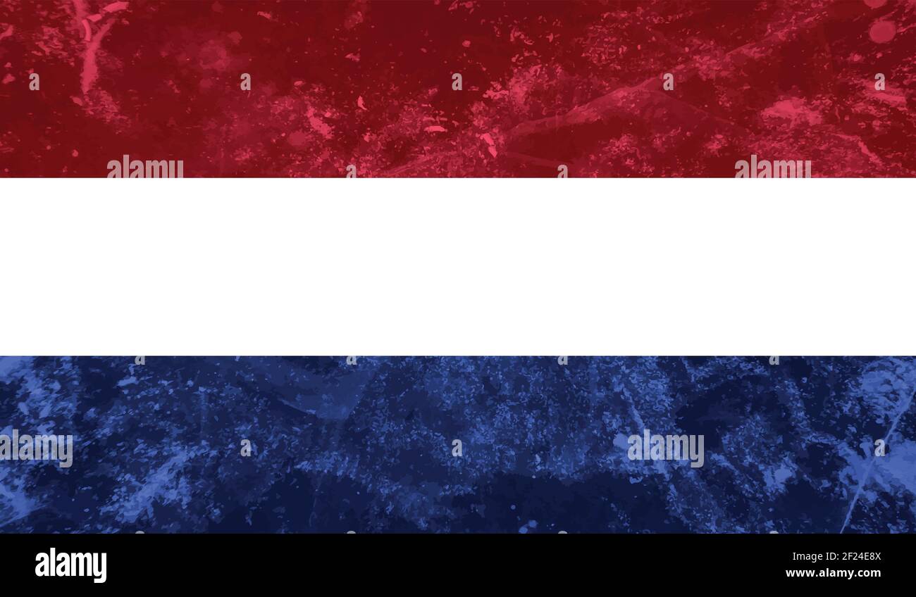 Netherlands flag with waving grunge texture. Vector background Stock ...