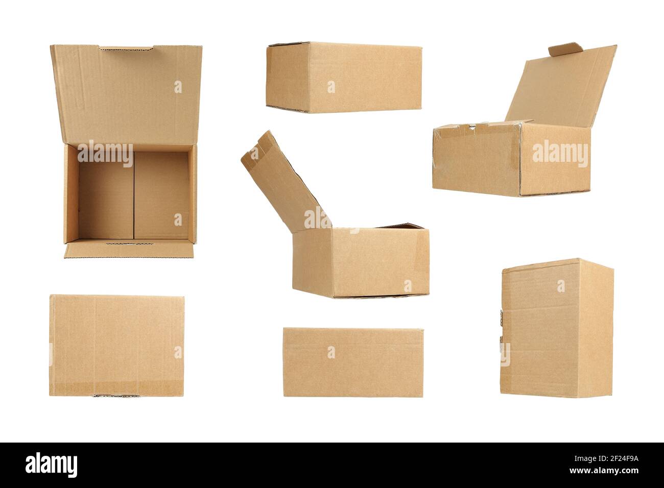 cardboard box isolated on white, different angles Stock Photo - Alamy