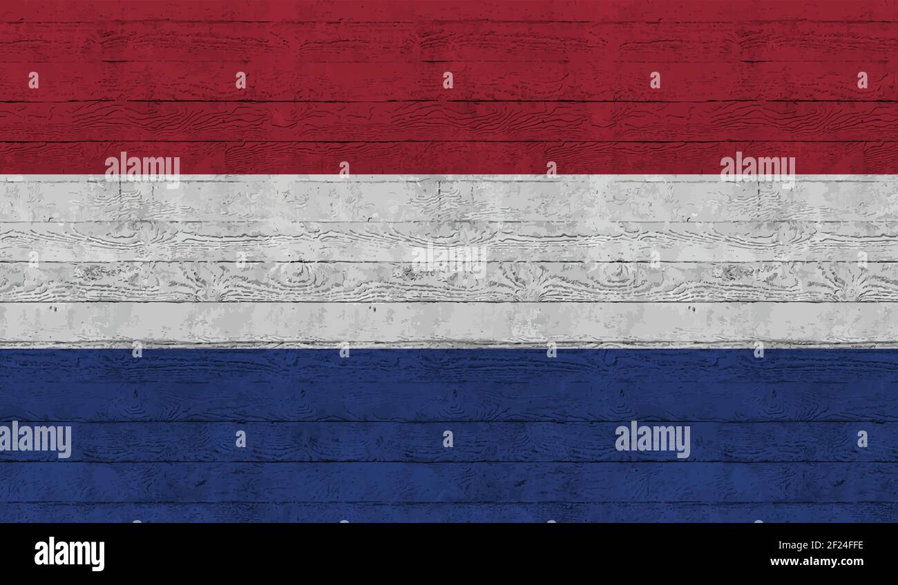Netherlands flag with waving grunge texture. Vector background Stock ...