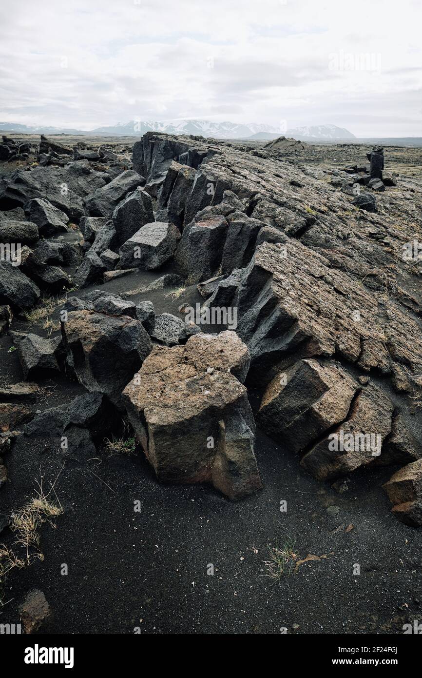Basalt intrusive volcanic rock formations exposed in the Iceland ...