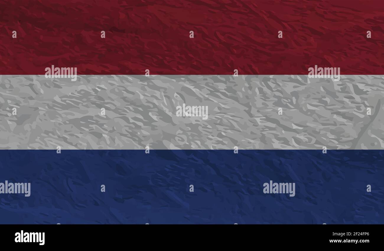 Netherlands flag with waving grunge texture. Vector background Stock ...