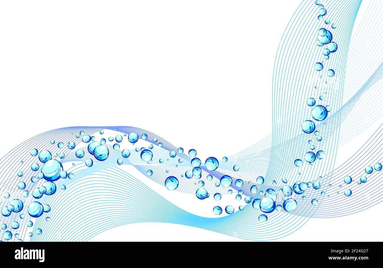 Water Lines Concept Design With Bubbles of Air and Text Space. Elegant ...