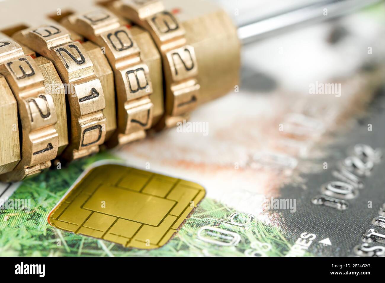 padlock with combination on credit card, safety concept Stock Photo - Alamy