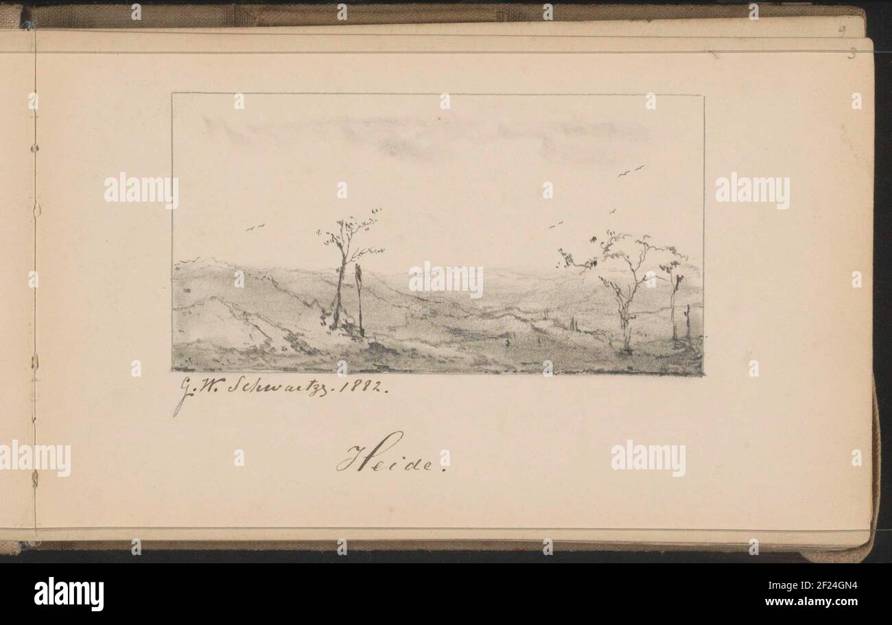 Heide.Drawing in a frame. Leaf 3 recto from a sketchbook with 54 sheets ...