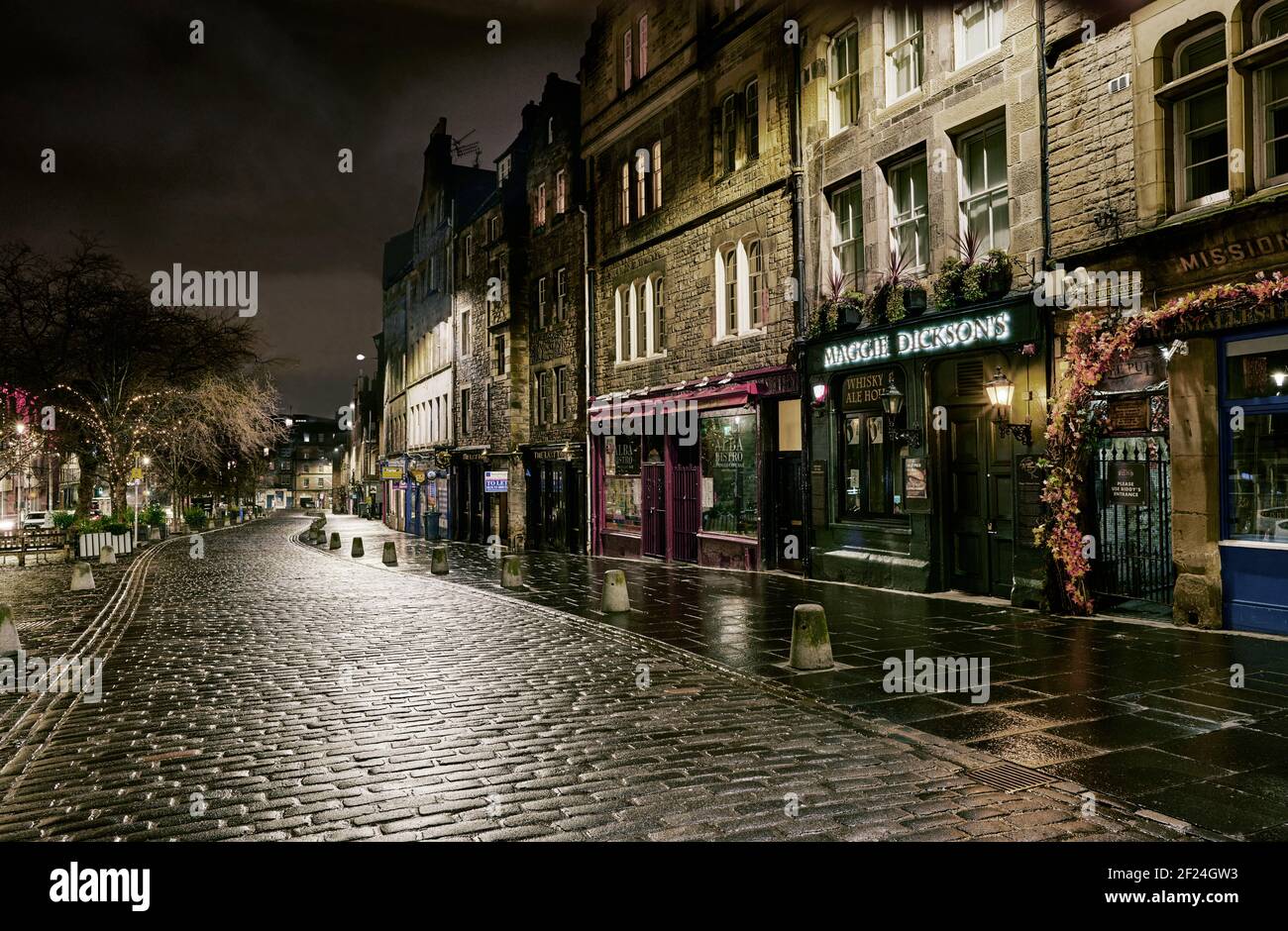 The normally bustling nightlife of the Grassmarket, in the heart of ...