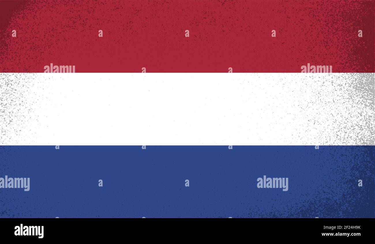 Netherlands flag with waving grunge texture. Vector background Stock ...