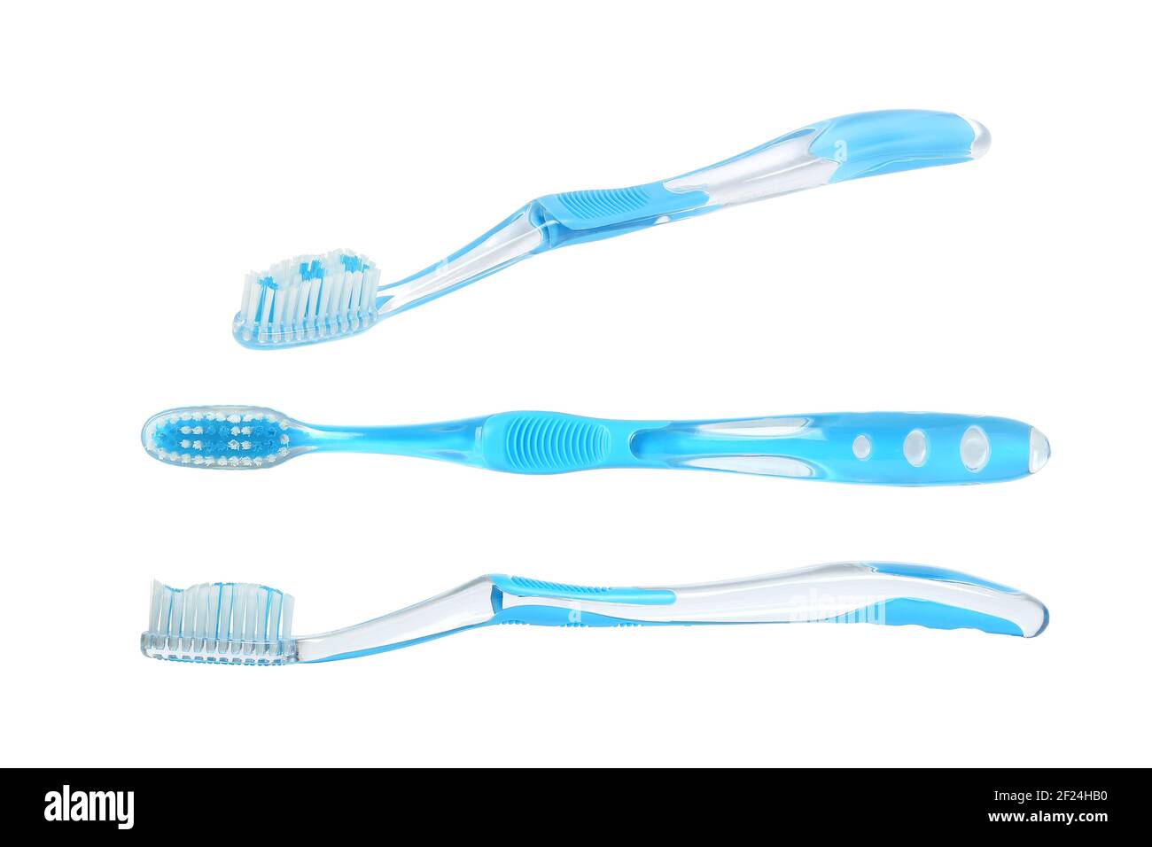 transparent toothbrush isolated on white, different angles Stock Photo ...