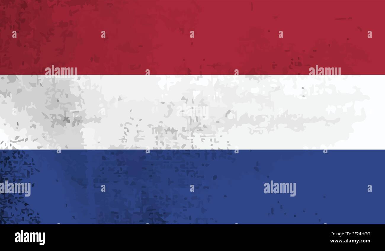 Netherlands flag with waving grunge texture. Vector background Stock ...