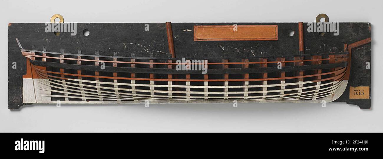 Half Model of a 14-Gun Brig.Polychromed mold model (starboard) of a ...