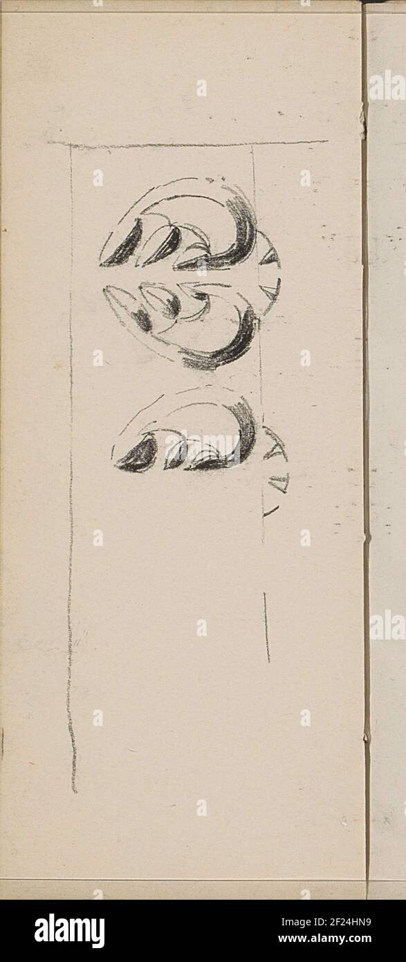 Ornaments with flower bands.Leaf 24 verso from a sketchbook with 40 ...