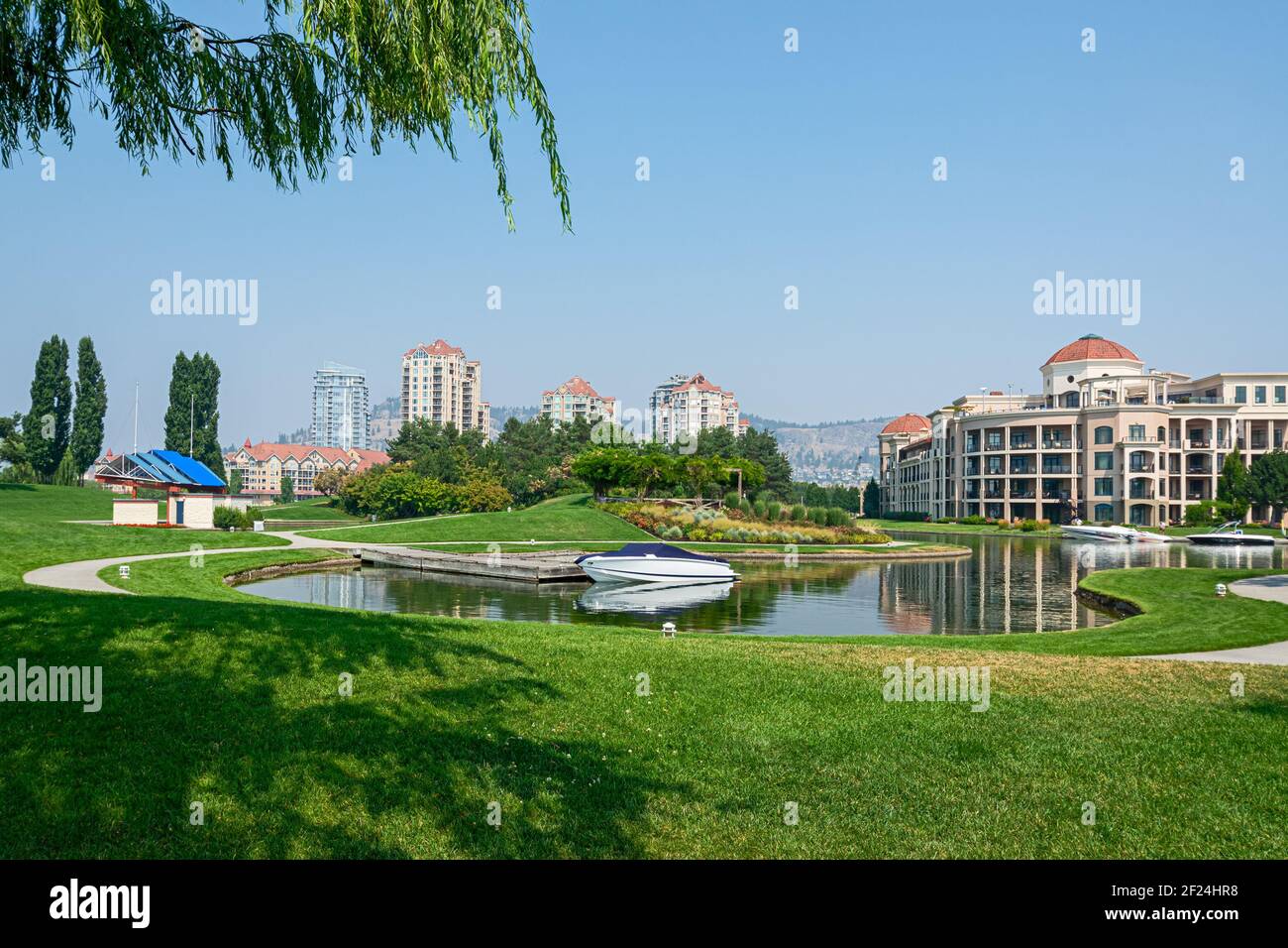 Luxury residential buildings with water channel at front Stock Photo ...