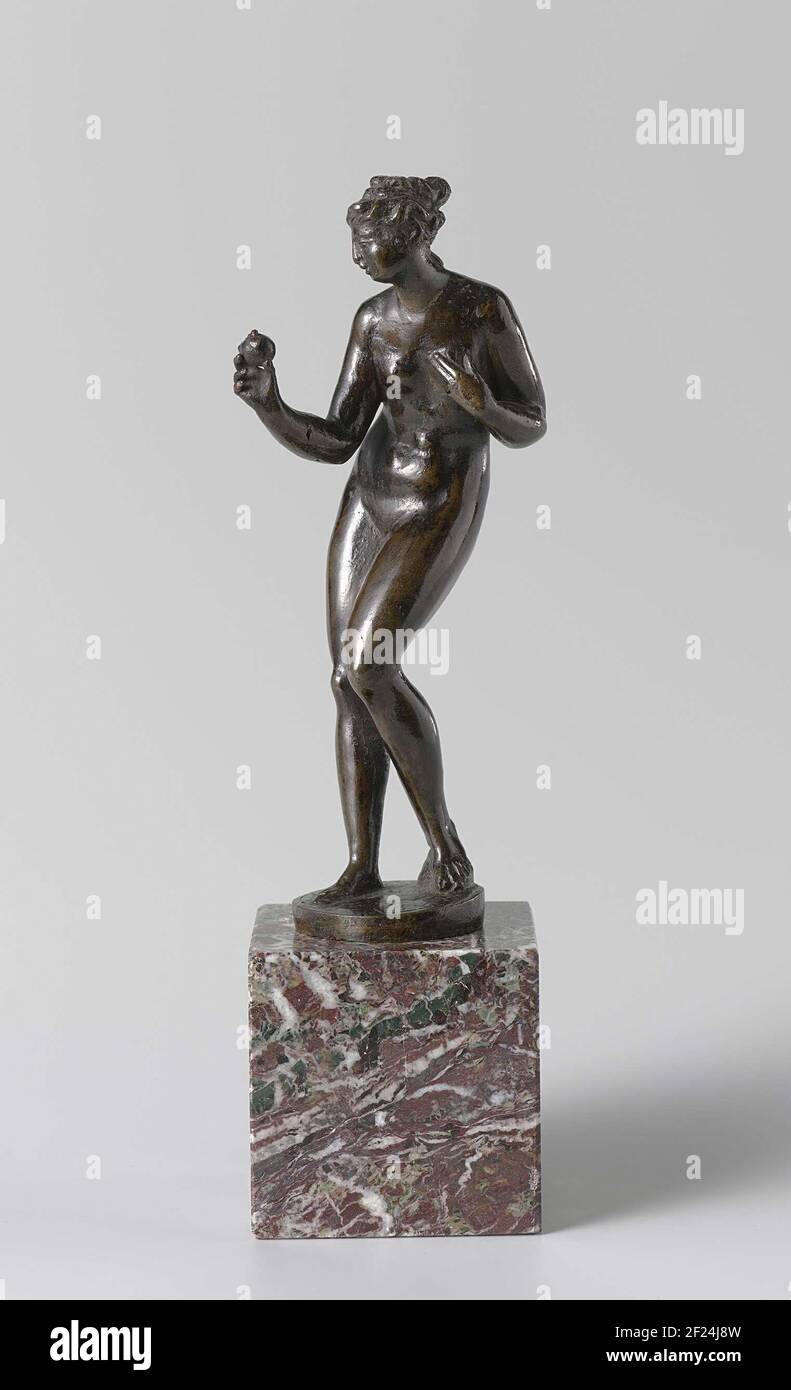 Venus.Venus stands on her right leg on a round pedestal, with her left ...