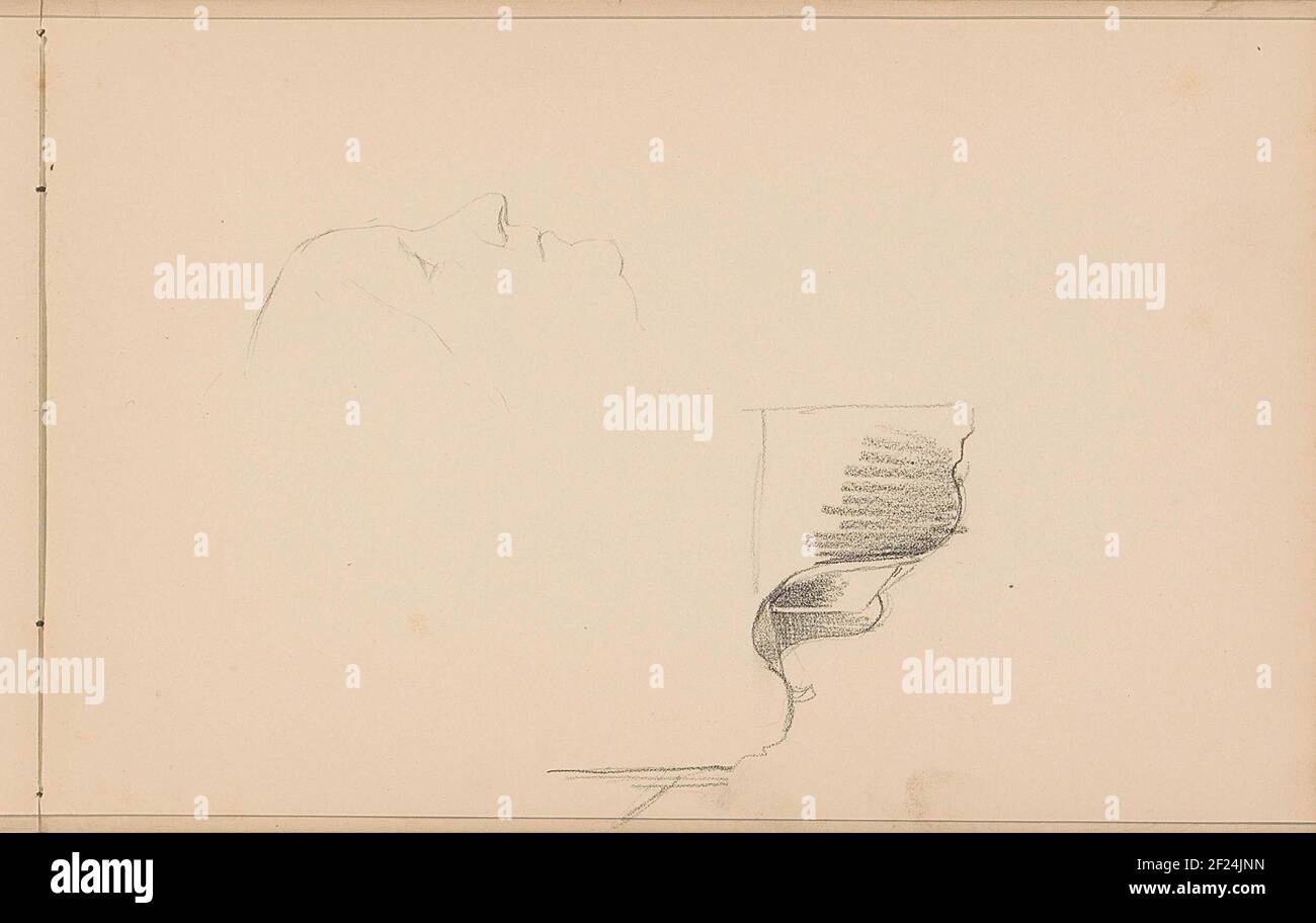 Head of a woman, in profile to the right. Aso a Second Study. Leaf 17 ...