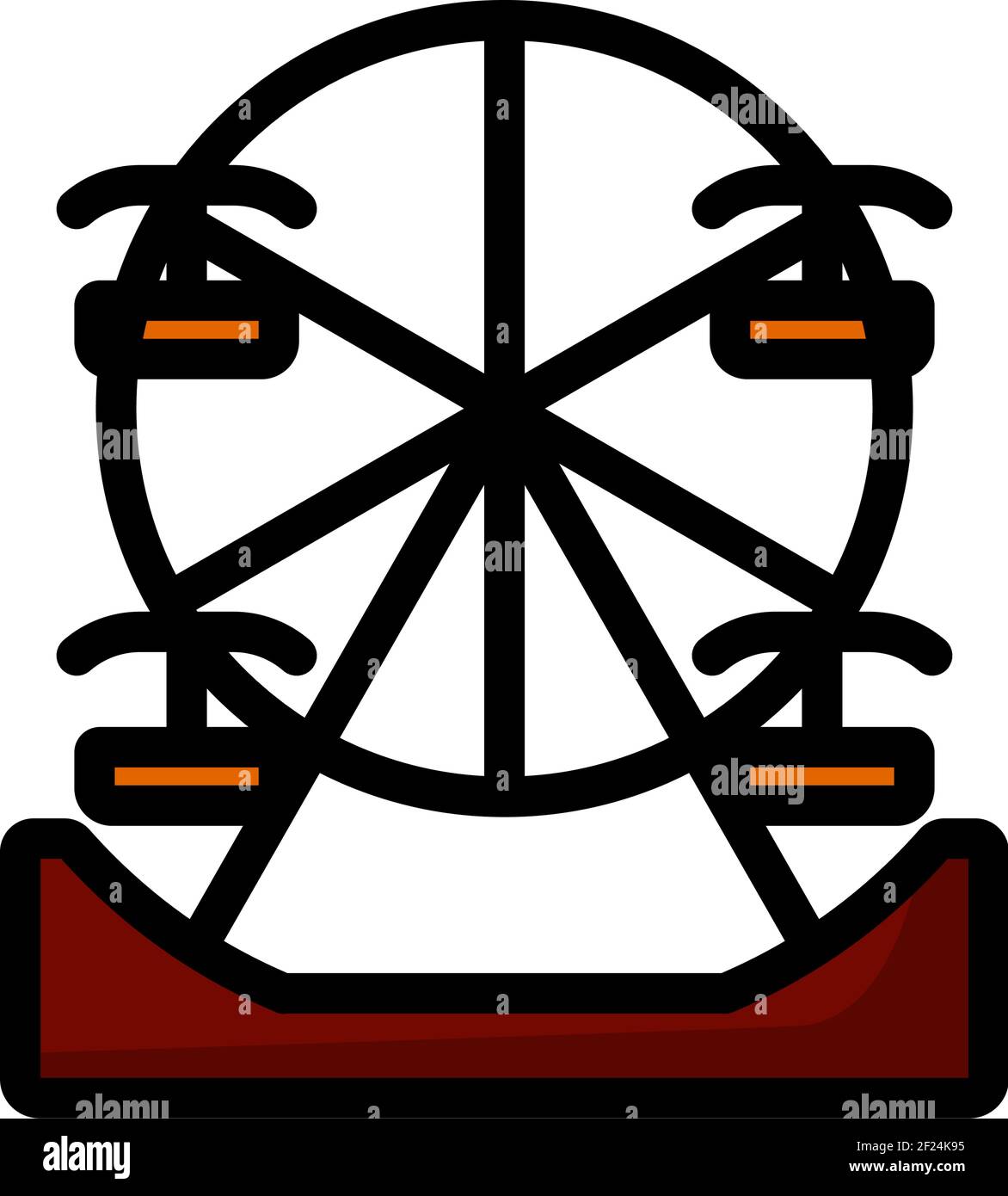 Ferris Wheel Icon. Editable Outline With Color Fill Design. Vector ...