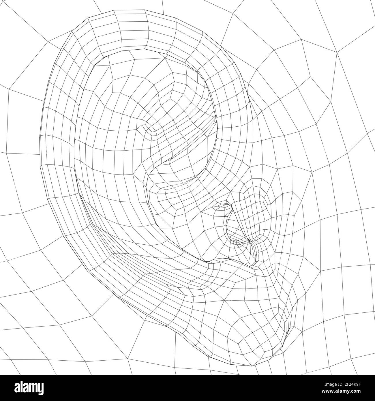 Wireframe model of the human ear. Side view. 3D. Vector illustration ...