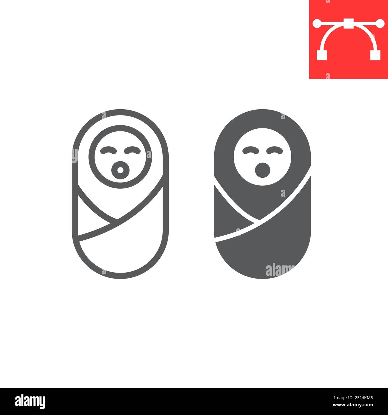 Newborn line and glyph icon, baby and infant, neonate vector icon ...