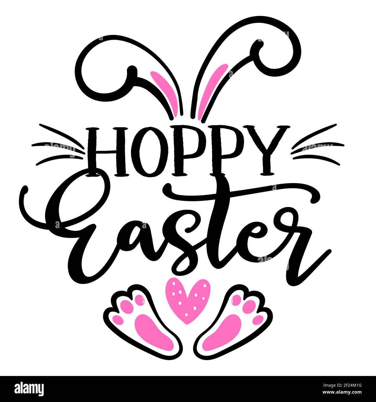 Hoppy Easter - hand drawn modern calligraphy design vector illustration ...