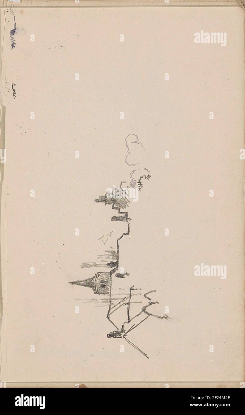 Peaks of roofs and a tower.Leaf 4 recto from a sketchbook with 45 ...