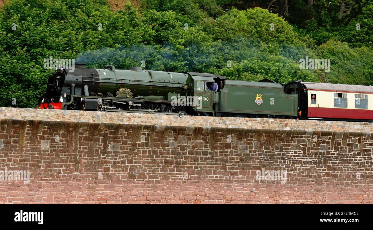 LMS No 46100 Royal Scot hauling the Torbay Express along the seawall at ...