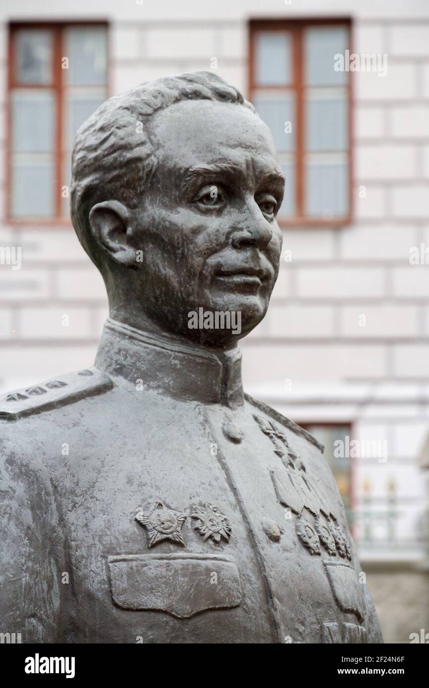 Belarus. Gomel. Monuments to famous military leaders. Bust of the ...
