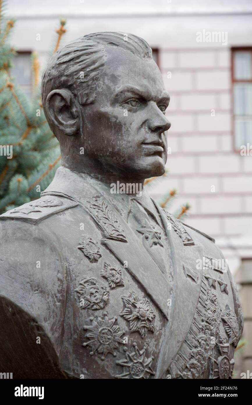 Belarus. Gomel. Monuments to famous military leaders. Bust of the ...