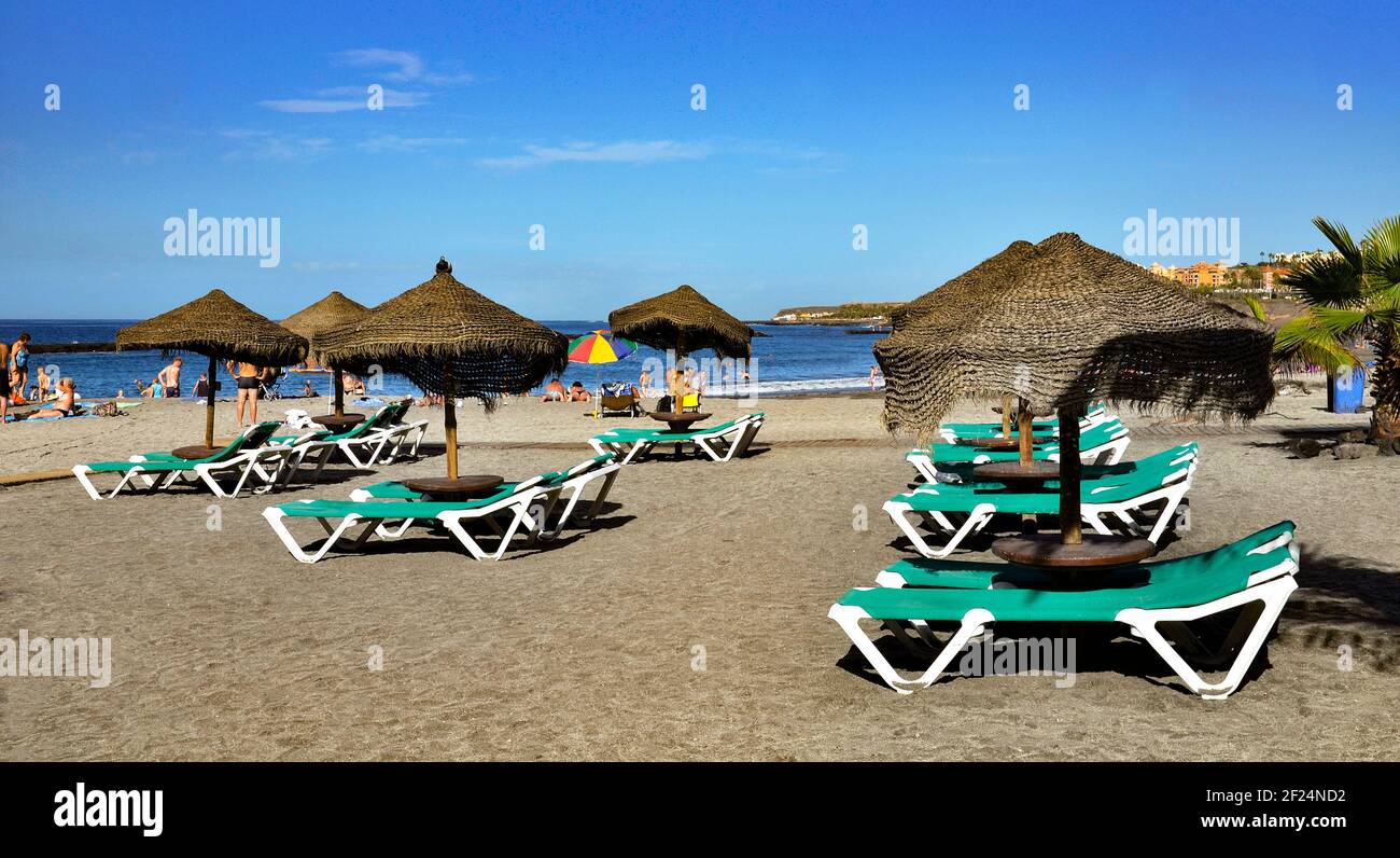 the beach at torviscas on the costa adeje in tenerife Stock Photo - Alamy