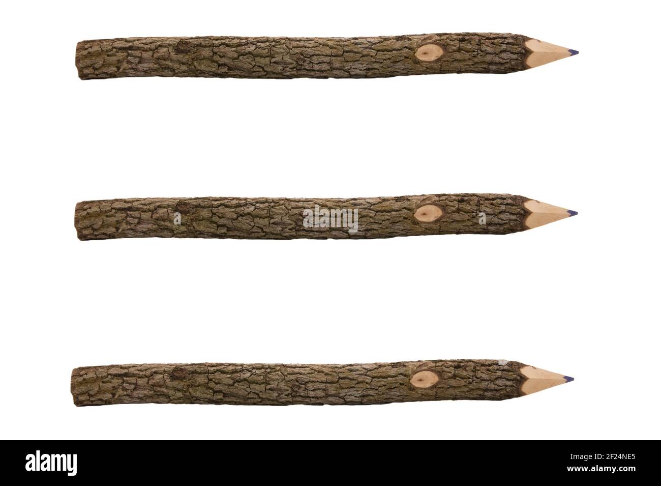 Pencils for drawing from a tree branch separately on a white background ...