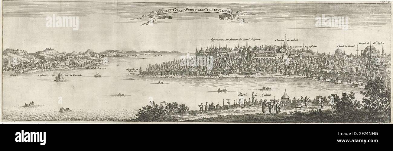 Print at the top right labeled: p. 103 Stock Photo - Alamy