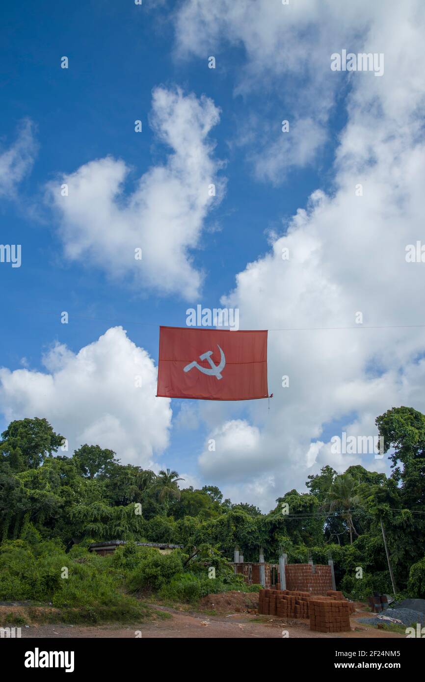 communist flag. Hammer and sickle representing the peasants and the ...