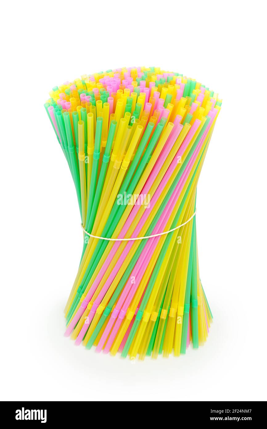colorful plastic straws isolated on white Stock Photo - Alamy
