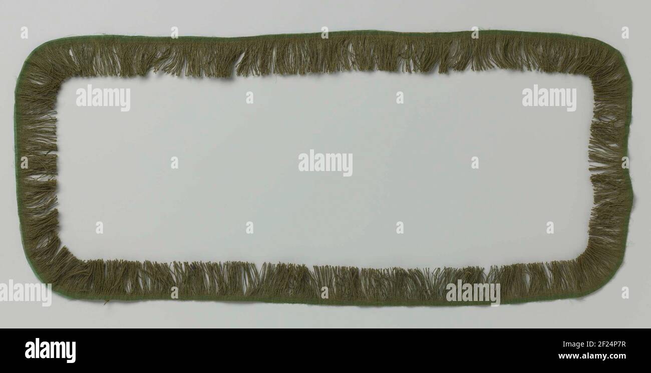 Strook groene franje van wol en zijde..Strip green frills of wool and ...