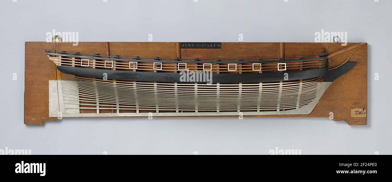 Half Model of an 18-Gun Sloop of War.Polychromed mold model (starboard ...