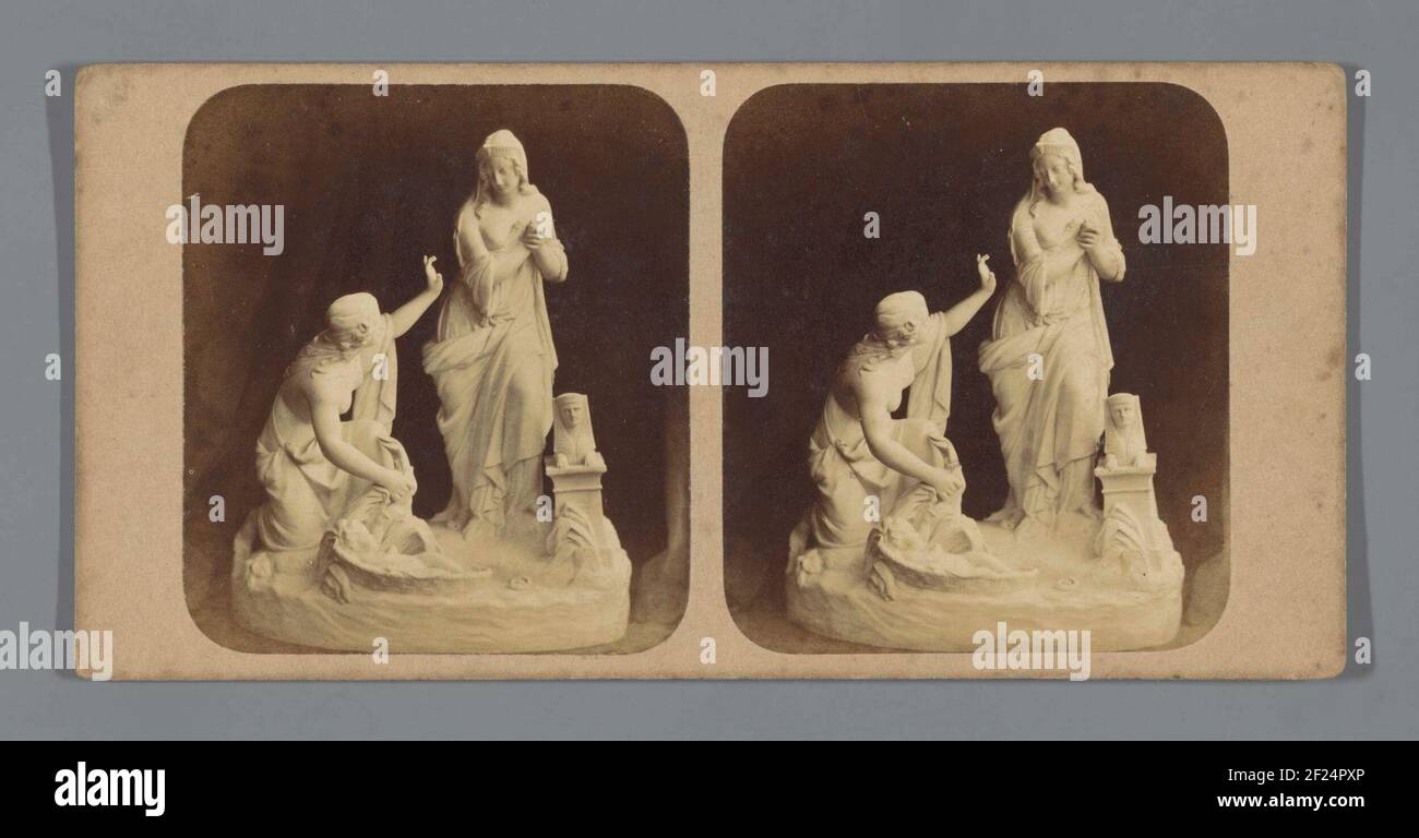 Sculpture of two women finding Moses in a basket; The Finding Of Moses ...