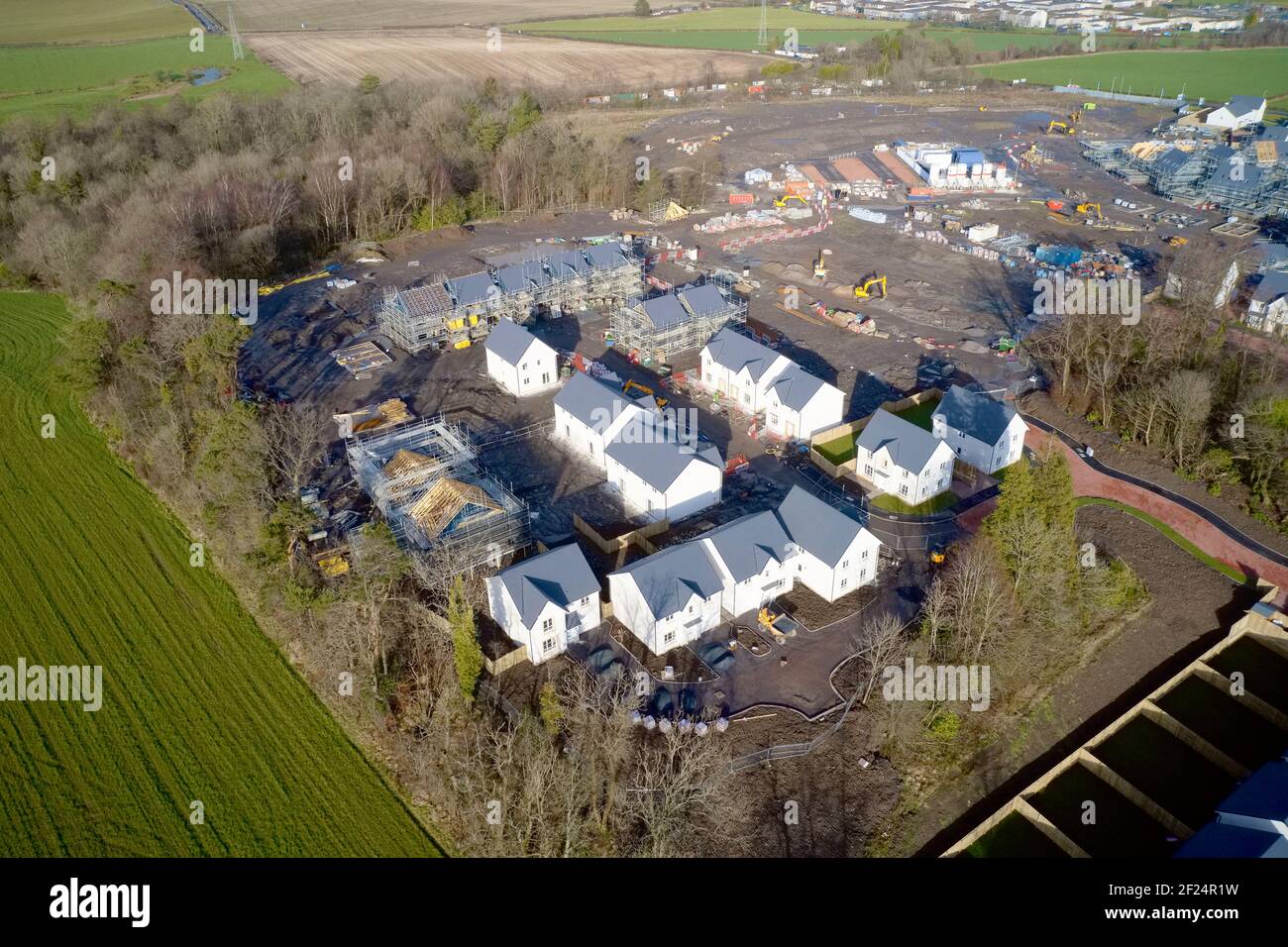 House development construction site in progress aerial view Stock Photo ...