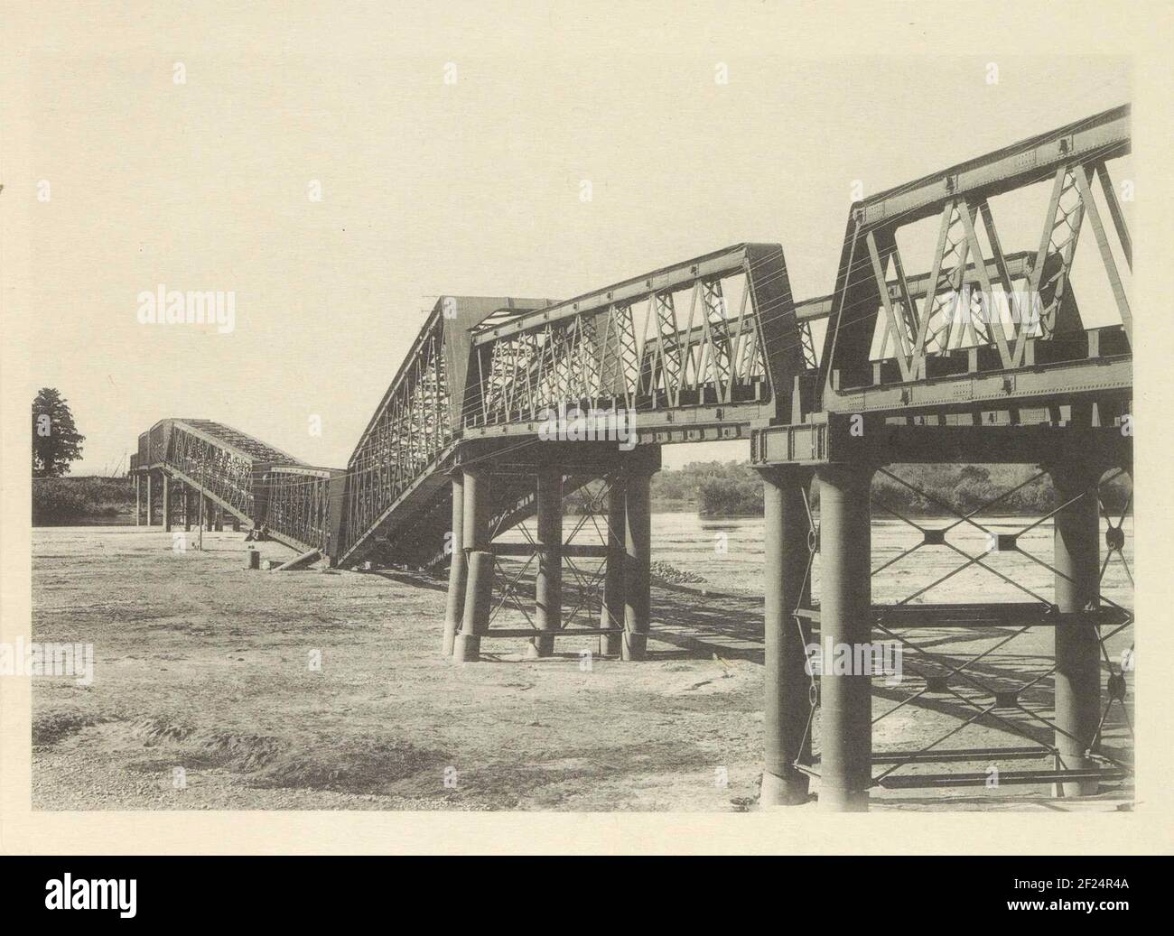 Collapsed railway bridge over the Nagara river in Japan after an ...