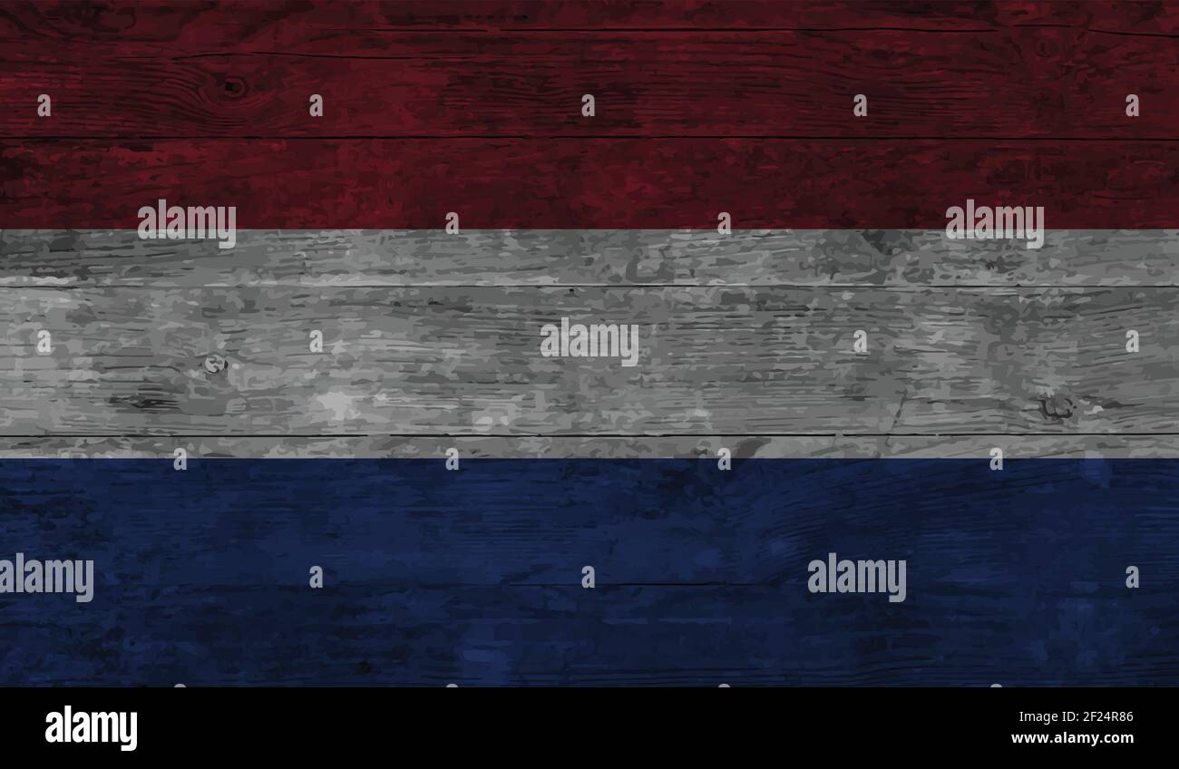 Netherlands flag with waving grunge texture. Vector background Stock ...