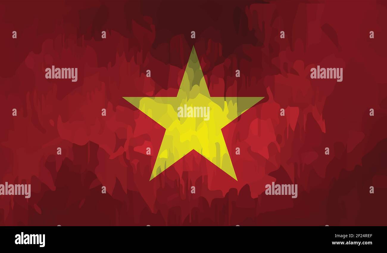 Vietnam flag with waving grunge texture. Vector background Stock Vector ...