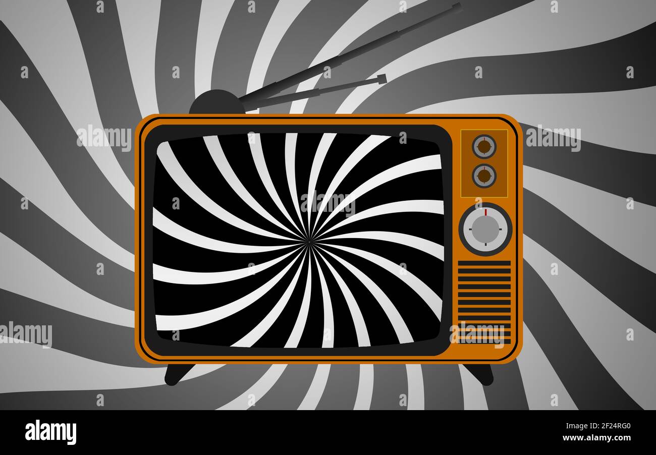 A 3D rendering of a vintage television, propaganda and brainwashing of ...