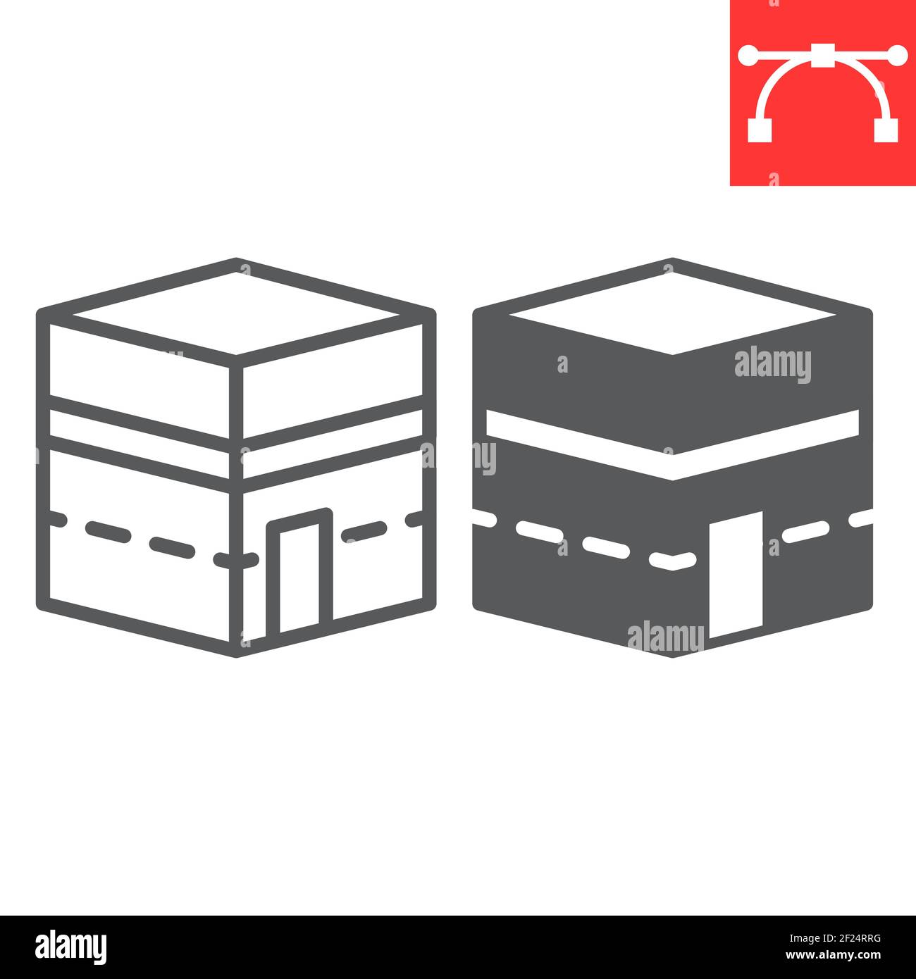 Kaaba Mecca line and glyph icon, happy ramadan and makkah, Mecca ...