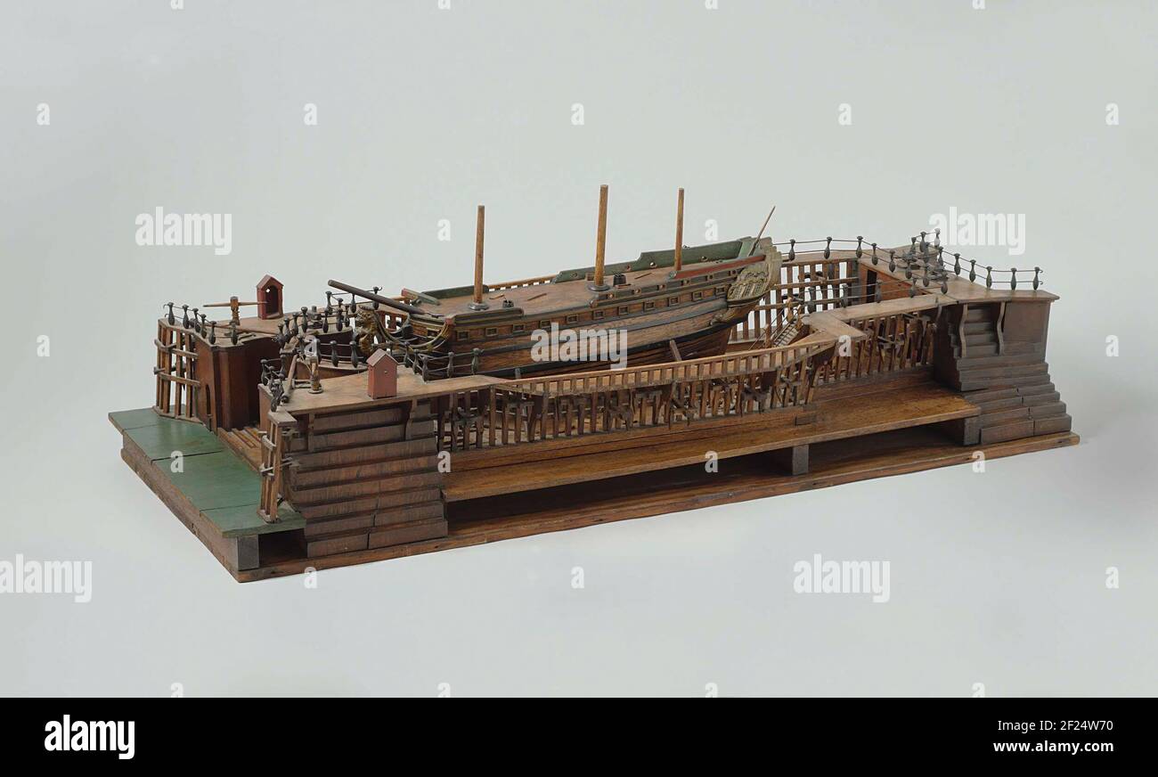 Model of the Dry Dock at Flushing.Polychromed construction model of a ...