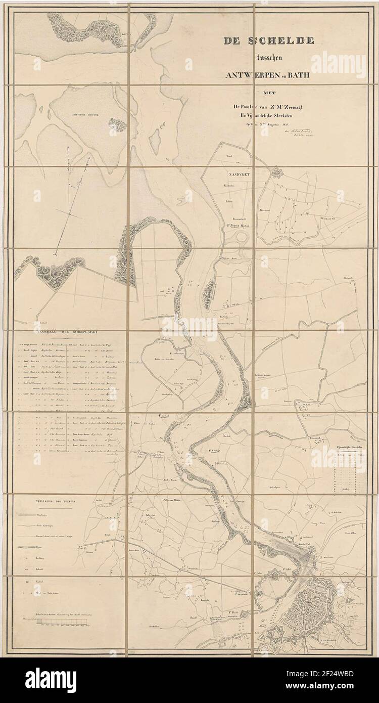 Map of the Scheldt, 1831; The Scheldt between Antwerp and Bath with the ...