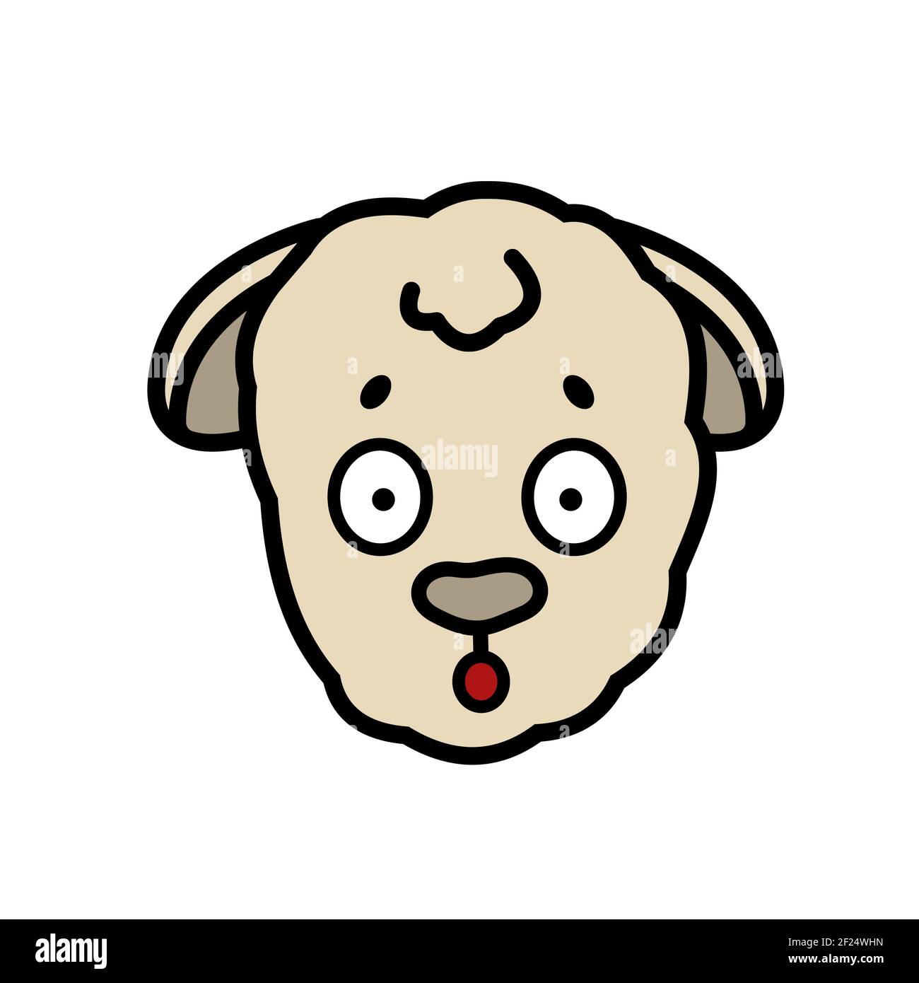 Vector farm isolated muzzle sheep animal head with emotion. Surprised ...