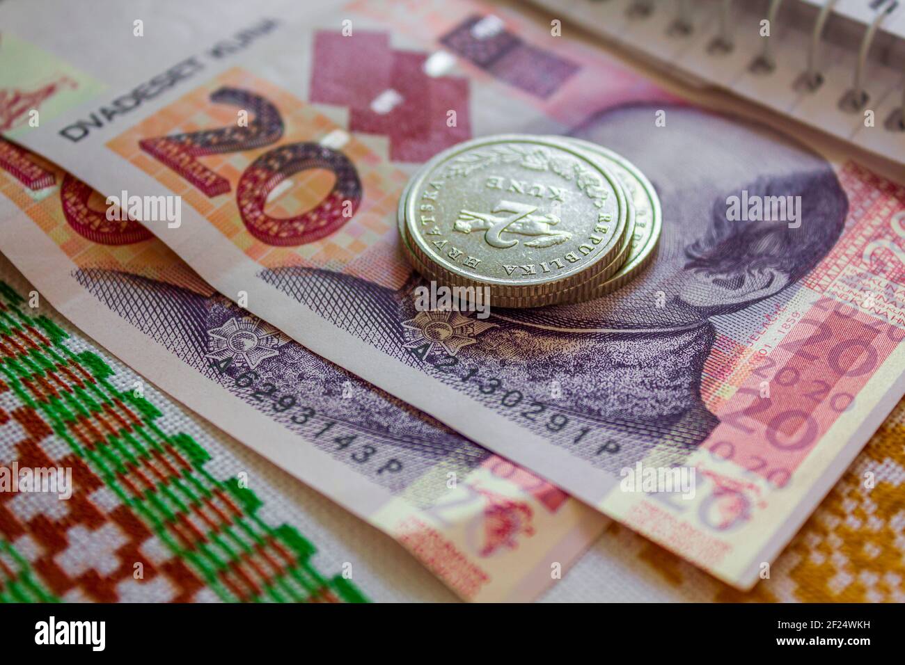 Croatian Kuna currency paper money and coins although Croatia is in the ...