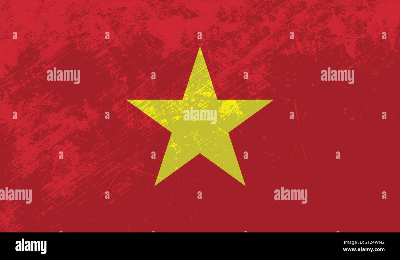 Vietnam flag with waving grunge texture. Vector background Stock Vector ...