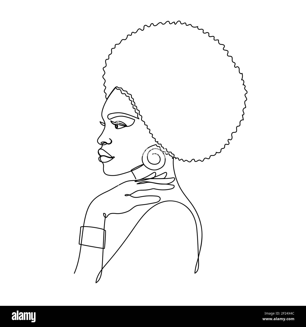 Afro American woman in a modern one line style Stock Vector Image & Art ...