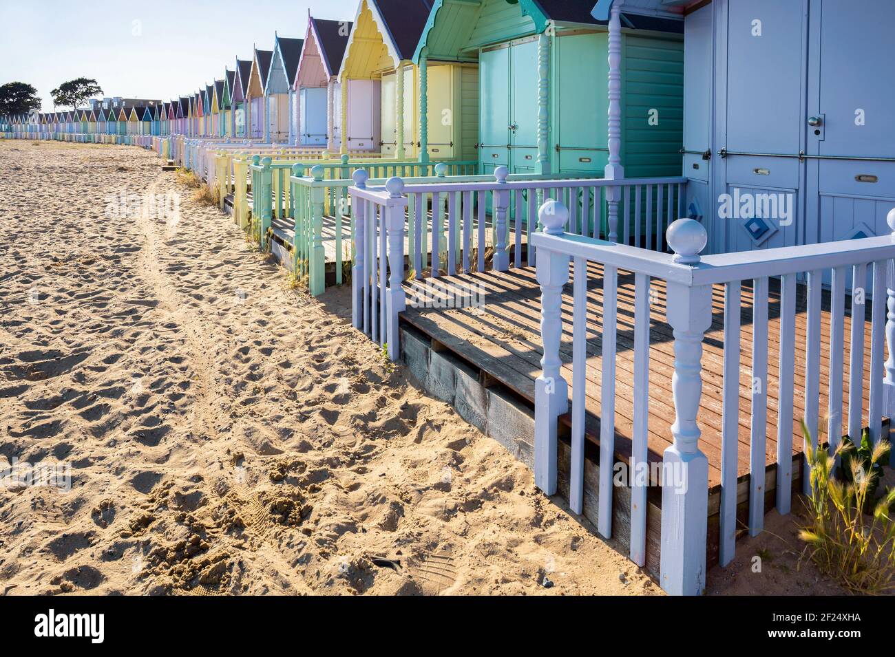 Beach Huts at West Mersea Stock Photo - Alamy