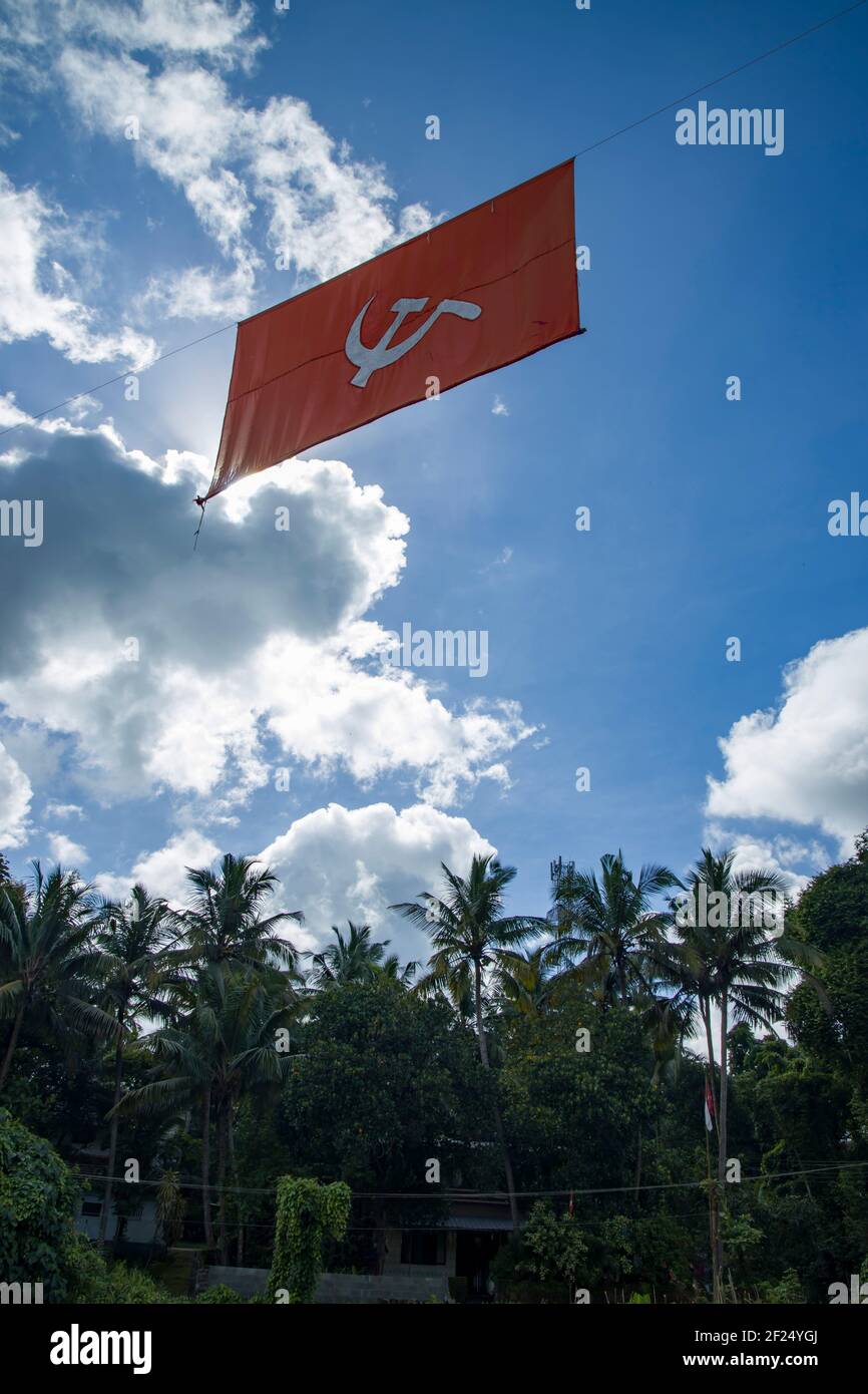 communist flag. Hammer and sickle representing the peasants and the ...
