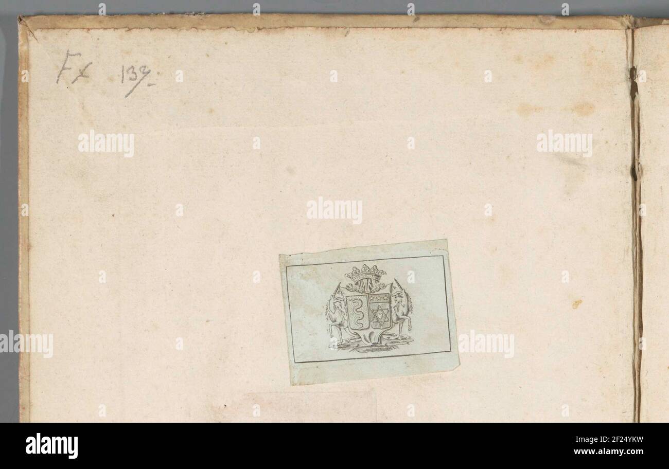 Ex libris met dubbel gekroond wapenschild.Double and crowned coat of ...